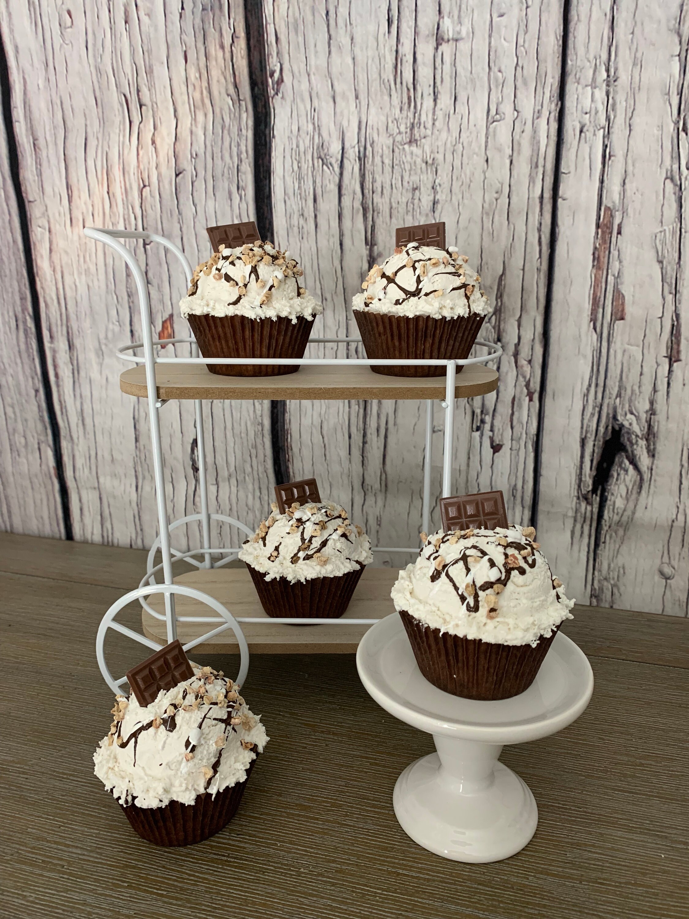 Smores Faux Ice Cream Cupcake Smores Decor Smores Tiered Tray Decor ...