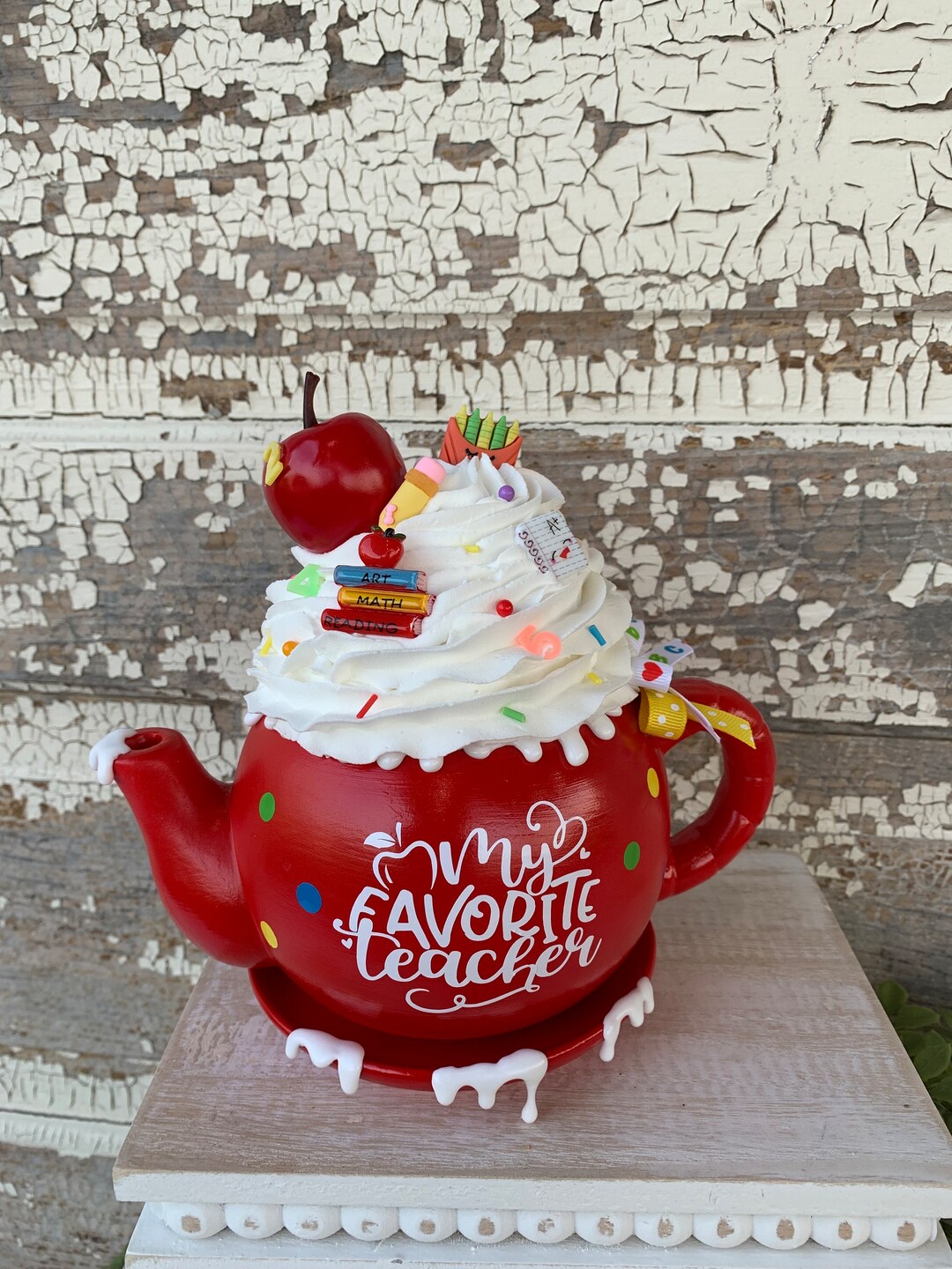 Teacher Faux Tea Pot Decor Tiered Tray Decor Fake Photo Prop - Etsy