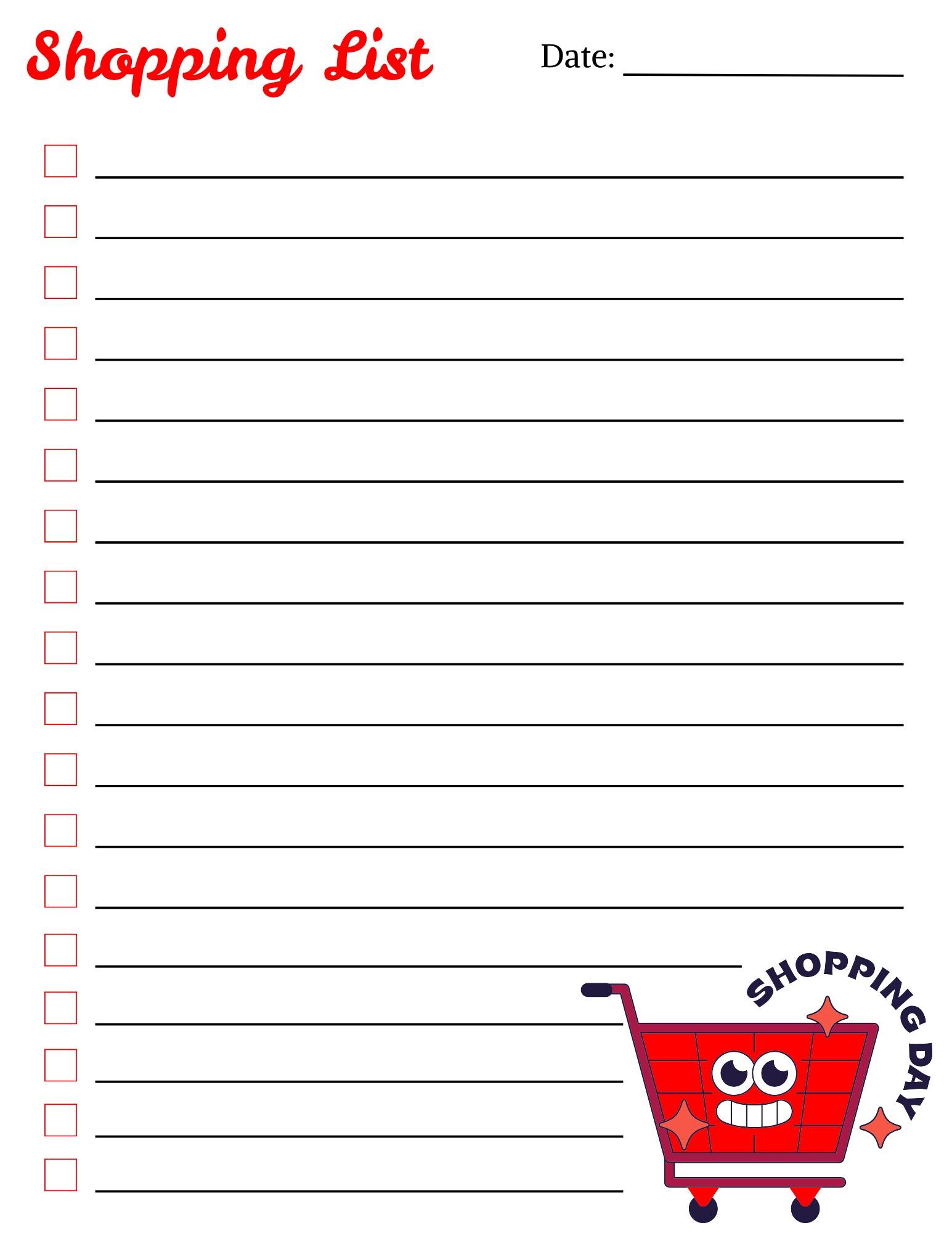 Printable Shopping List - Etsy