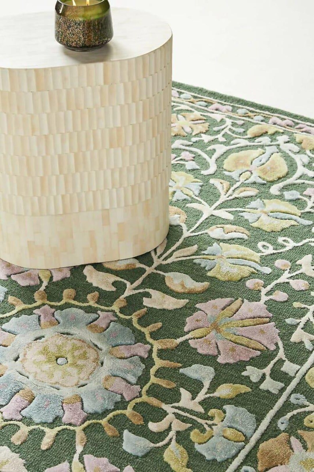 Persian Green Rug With Textured Flower Design 6x9 4x6 Hand-made 3D ...