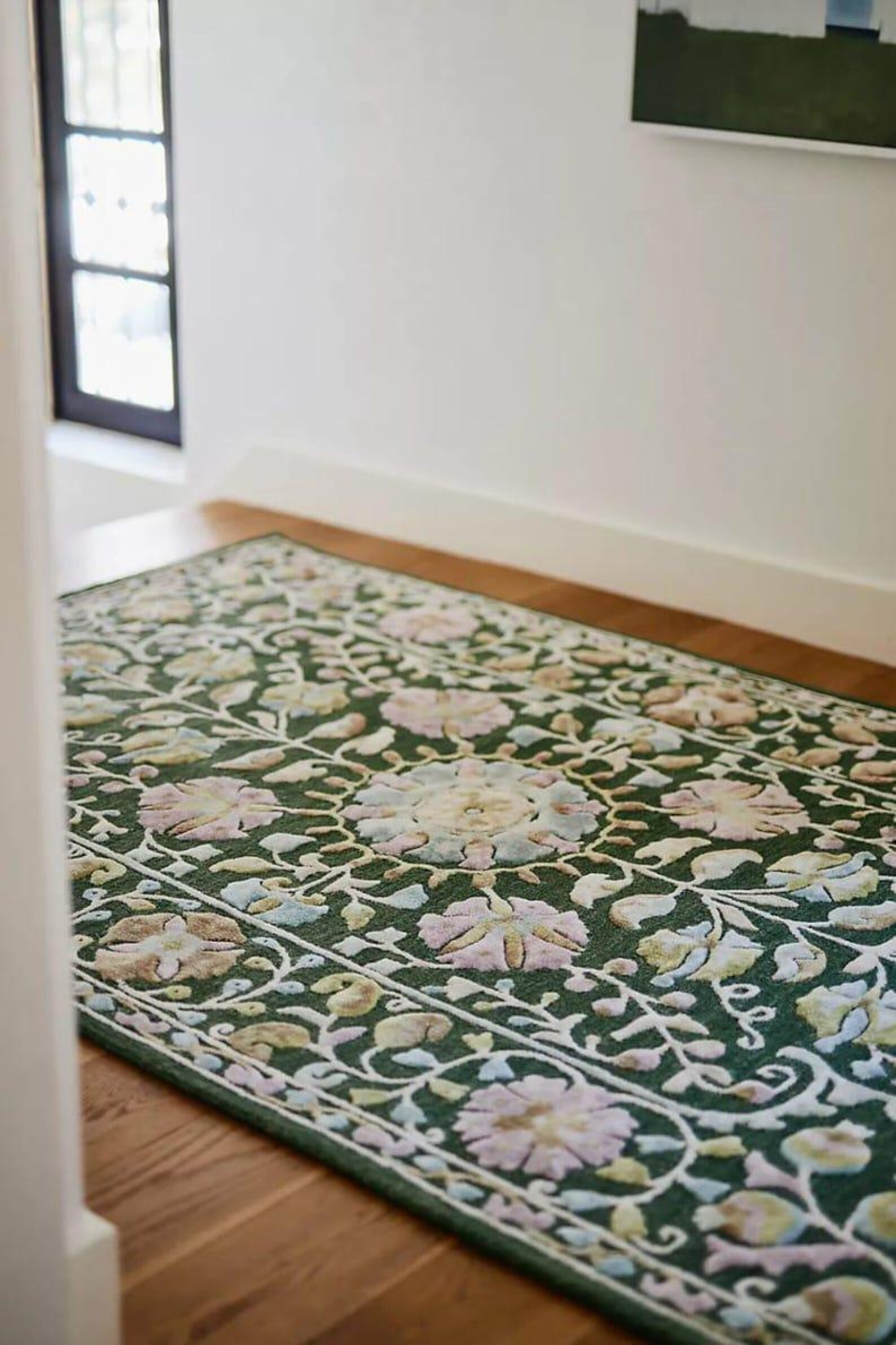 Persian Green Rug With Textured Flower Design 6x9 4x6 Hand-made 3D ...
