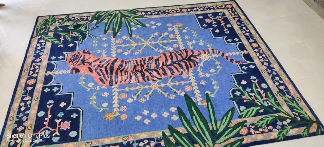 Bengal Tiger Rug in 5x8 9x12 Hand Tufted Royal Tiger Pattern Rug for ...