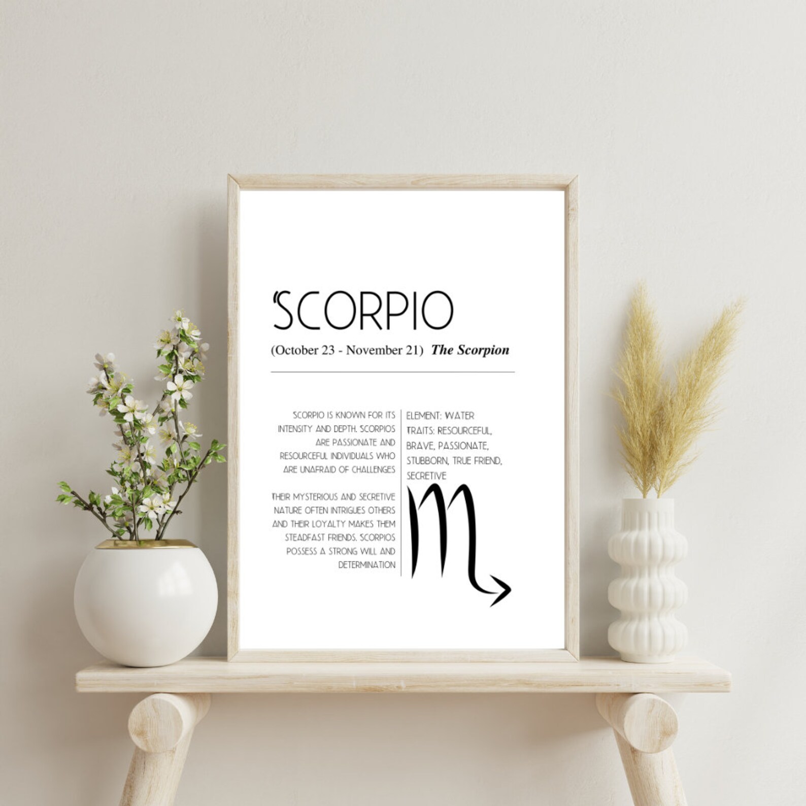 Scorpio Definition Typography Poster Zodiac Sign Wall Art Astrology ...