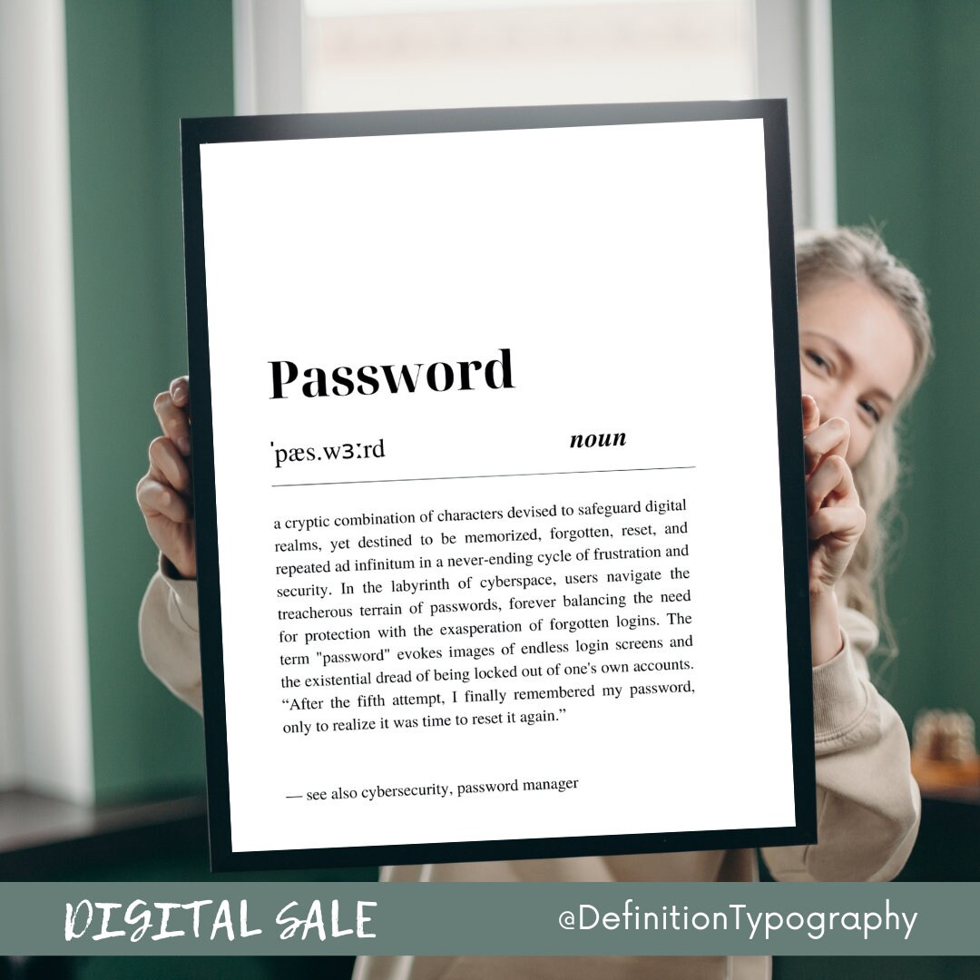 Password Definition Typography Digital Download - Etsy