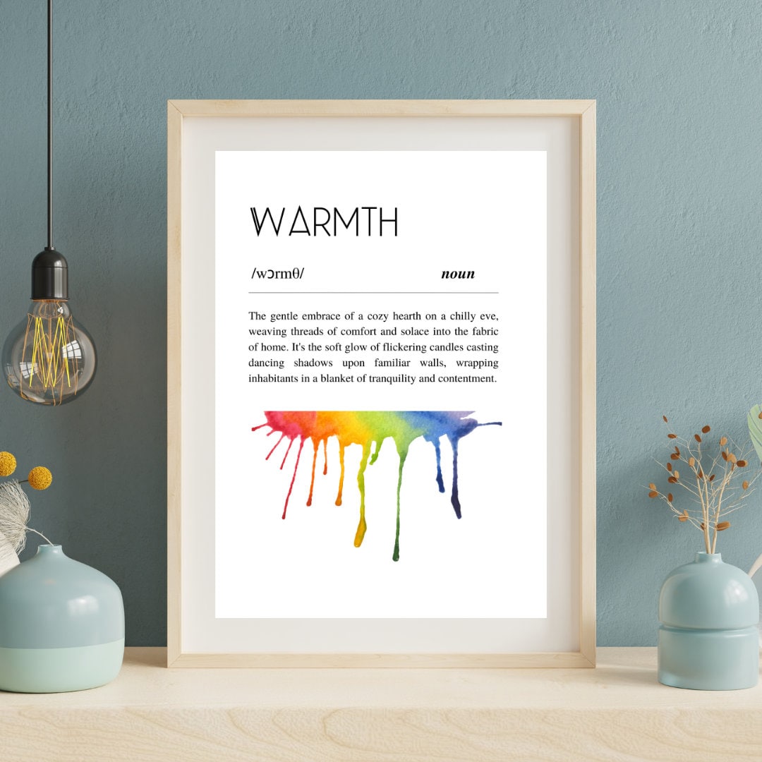 Warmth Definition Poster Cozy Home Decor Instant Digital Download Inspirational Wall Art for ...