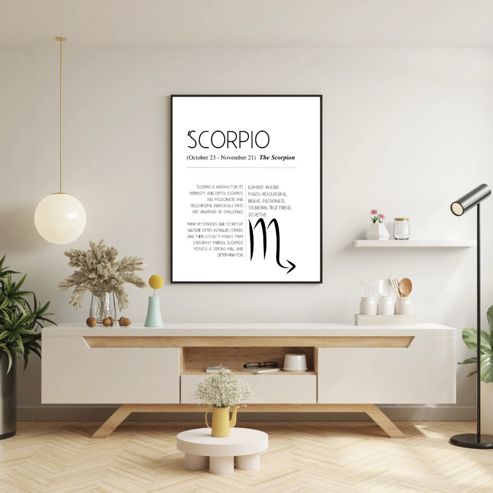 Scorpio Definition Typography Poster Zodiac Sign Wall Art Astrology ...