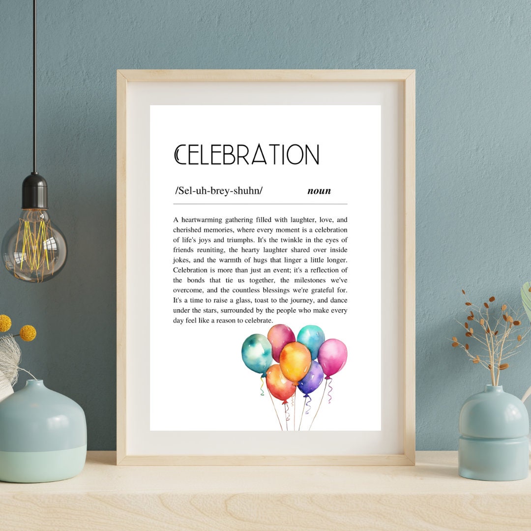 Celebration Definition Poster Instant Digital Download - Etsy