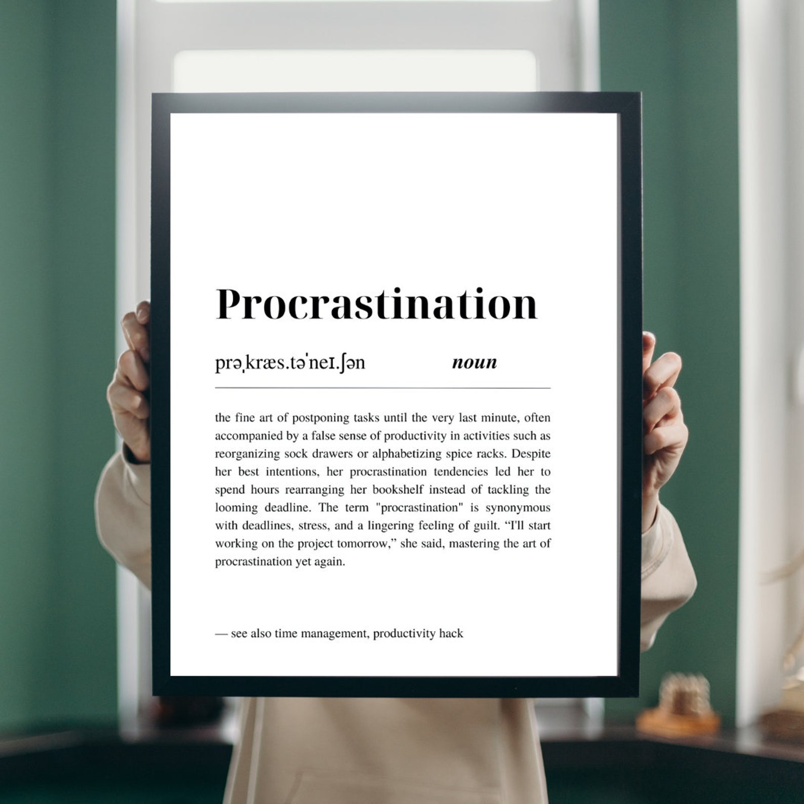 Procrastination Definition Poster Embrace the Art of Delaying Tasks - Etsy