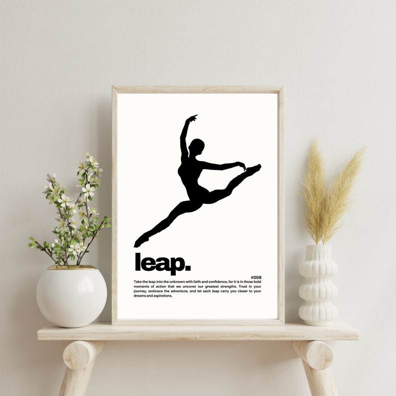 Leap Forward: Inspirational Quote Poster Positive Typography Art ...