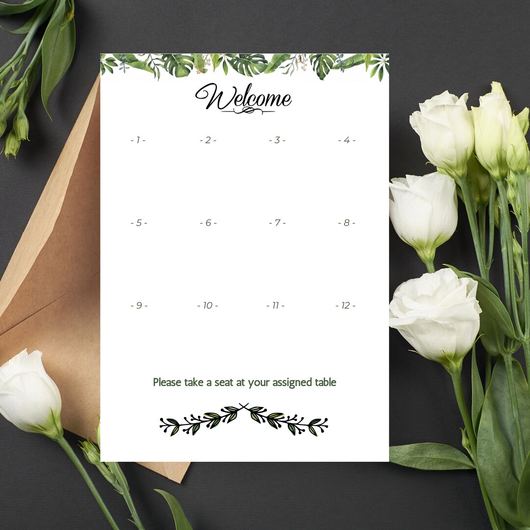 Elegant Dinner Party Seating Chart Template Printable Wedding Seating ...