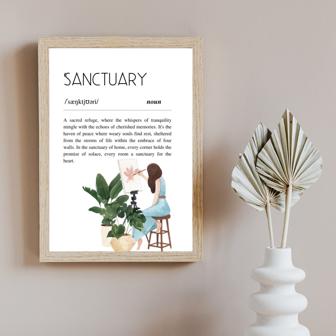 Sanctuary Definition Poster, Inspirational Wall Art, Instant Digital ...
