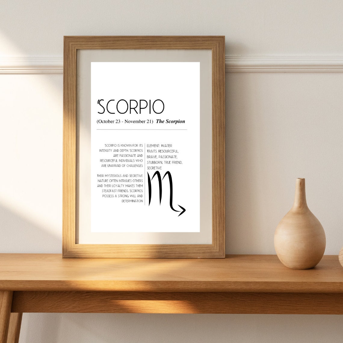 Scorpio Definition Typography Poster Zodiac Sign Wall Art Astrology ...