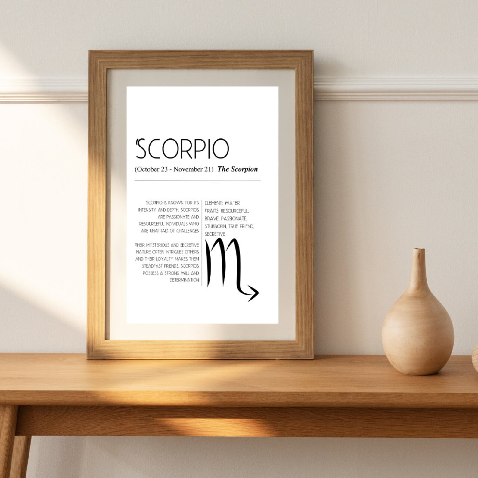 Scorpio Definition Typography Poster Zodiac Sign Wall Art Astrology ...