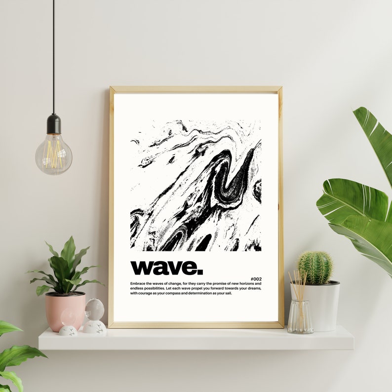 Inspirational Wave Typography Art Print Instant Download for Home Decor ...