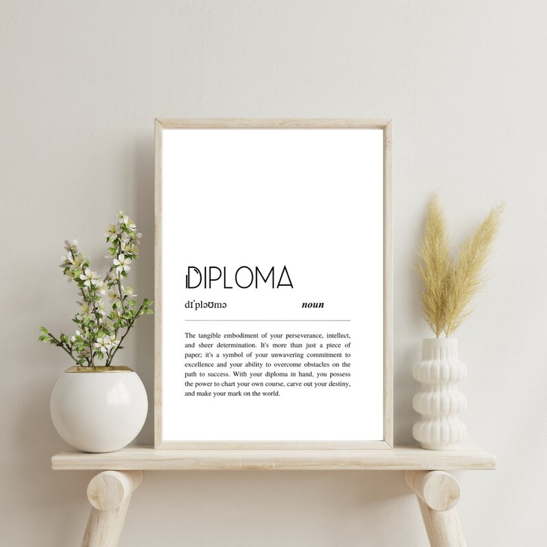 Diploma Definition Poster Symbol of Perseverance and Achievement - Etsy