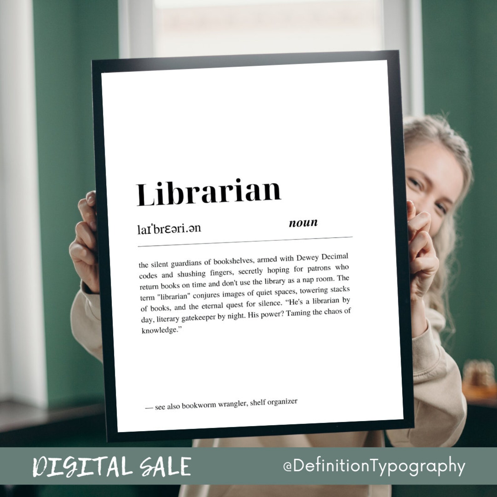 Librarian Definition Typography Digital Download - Etsy