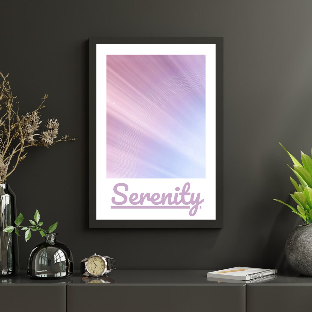 Serenity Typography Art Print: Elegant and Calming Wall Decor for ...