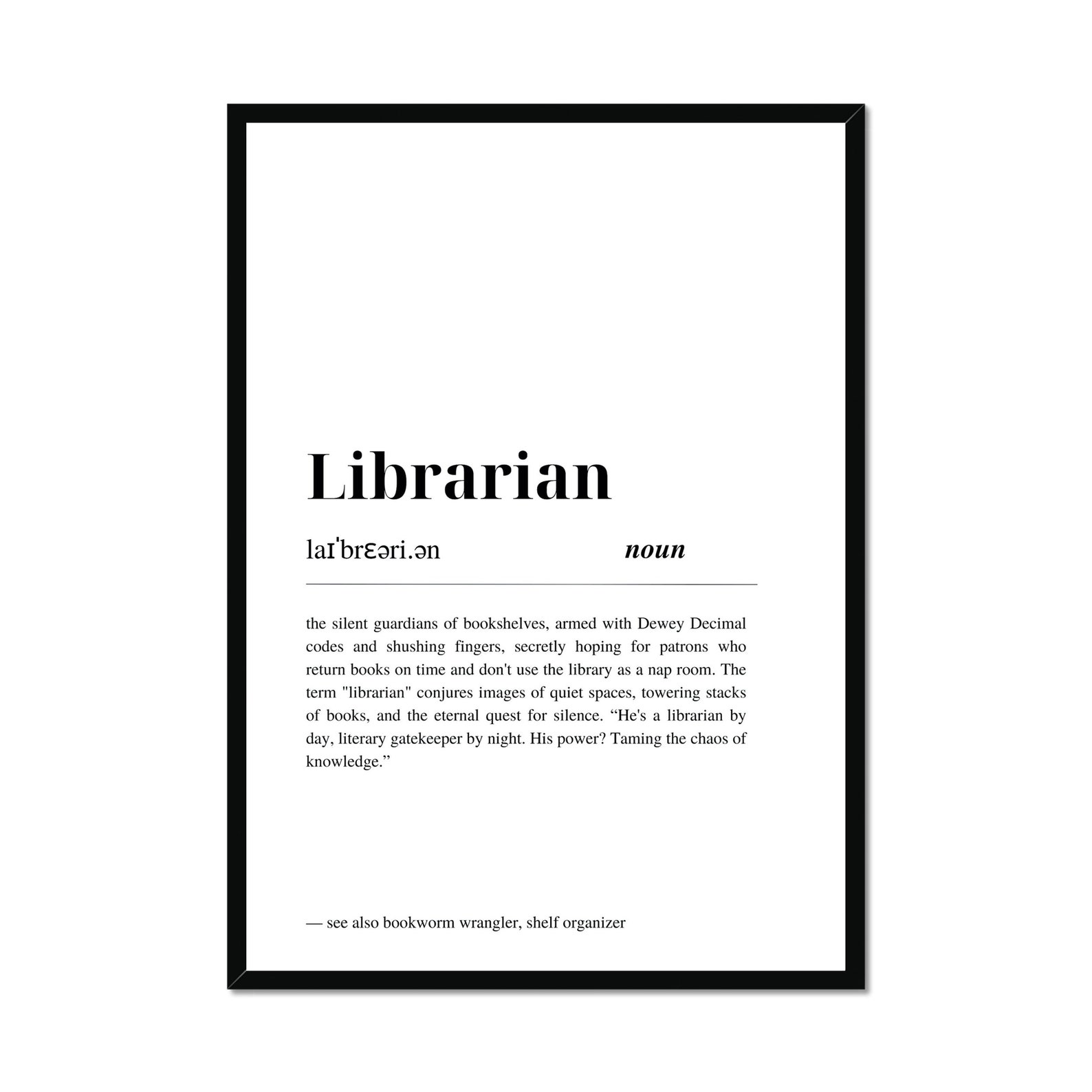 Librarian Definition Typography Digital Download - Etsy