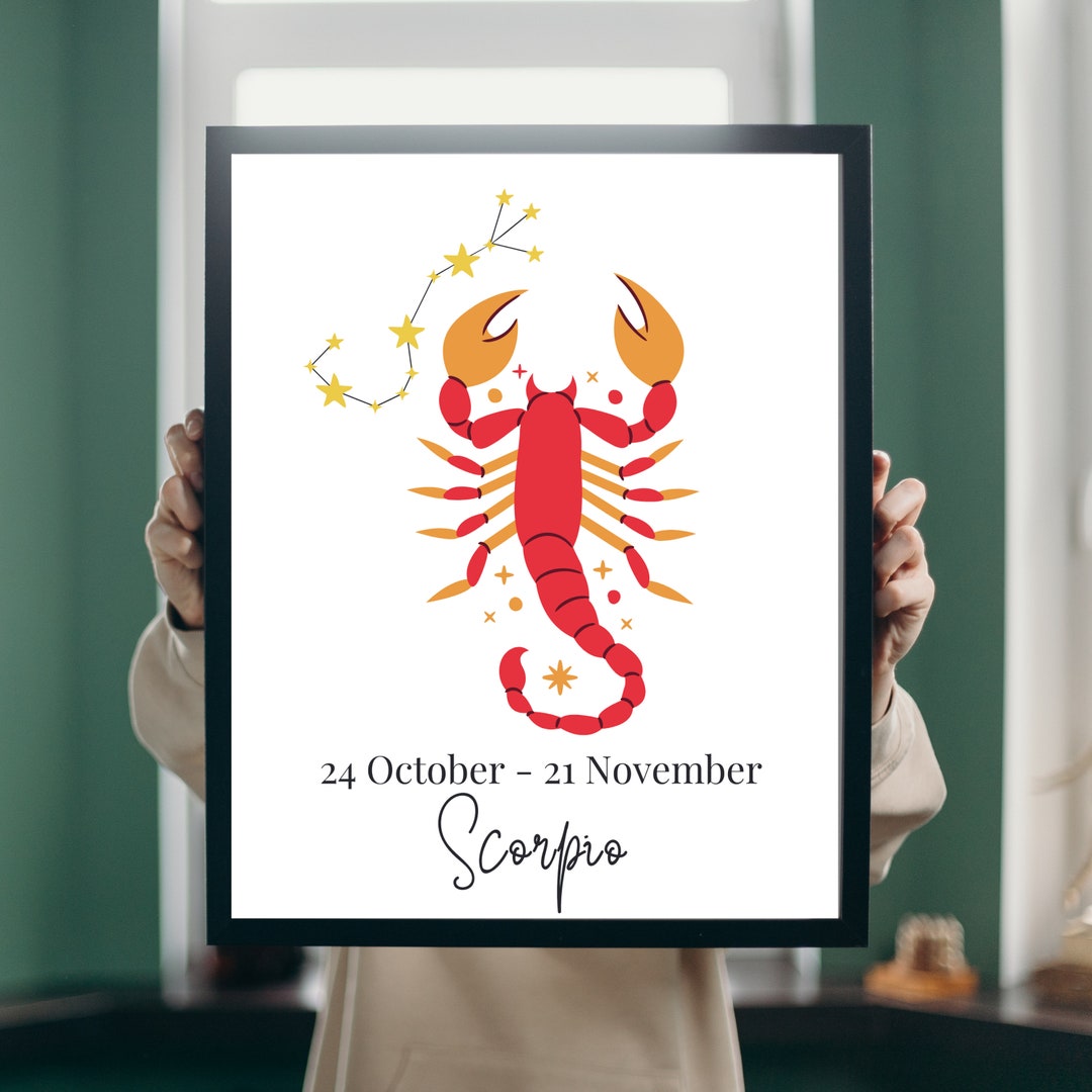 Scorpio Water Sign Zodiac Wall Art Print, Scorpion Constellation Poster ...