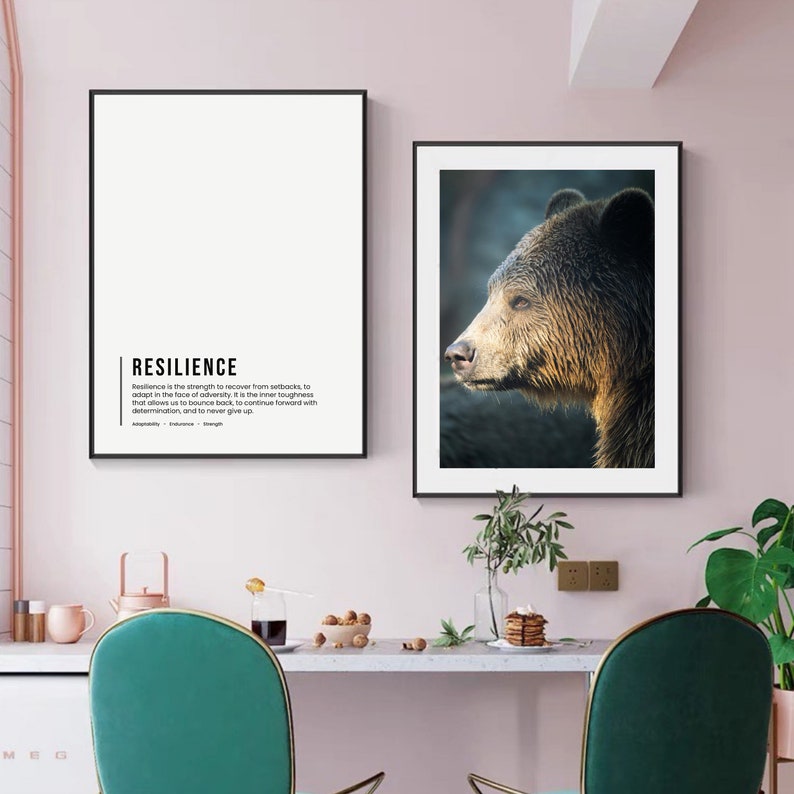 Resilience Bear Art Print Set of 2 Inspirational Wildlife Decor ...