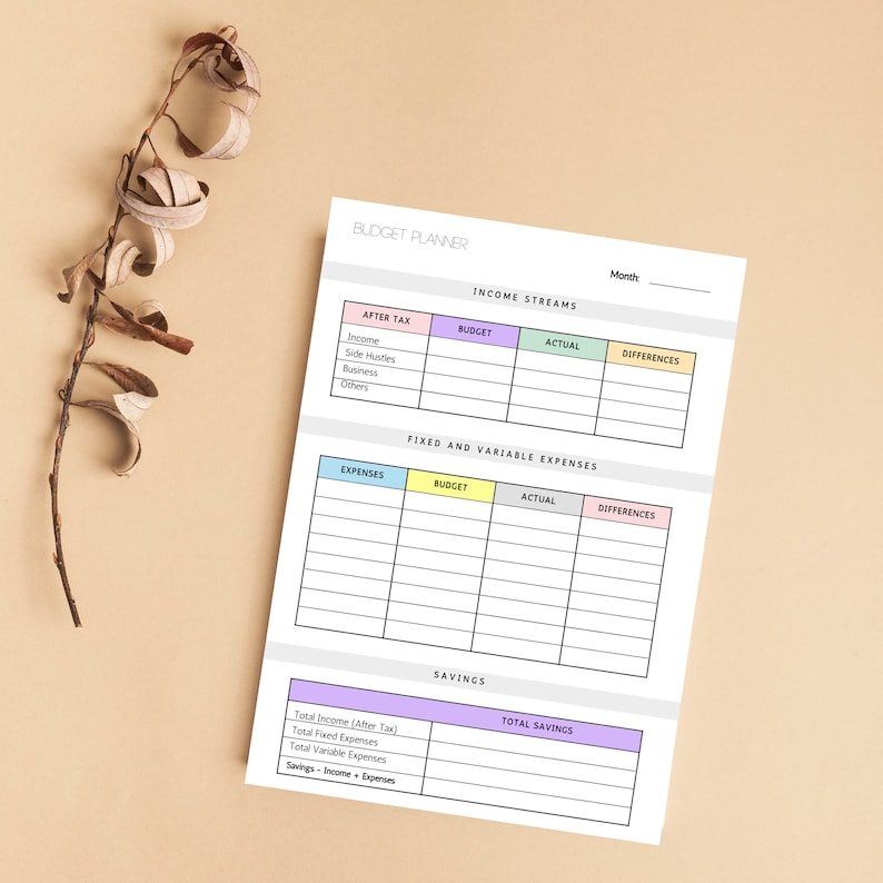 Simple Monthly Budget Planner Income Expense Tracker Savings Goal ...