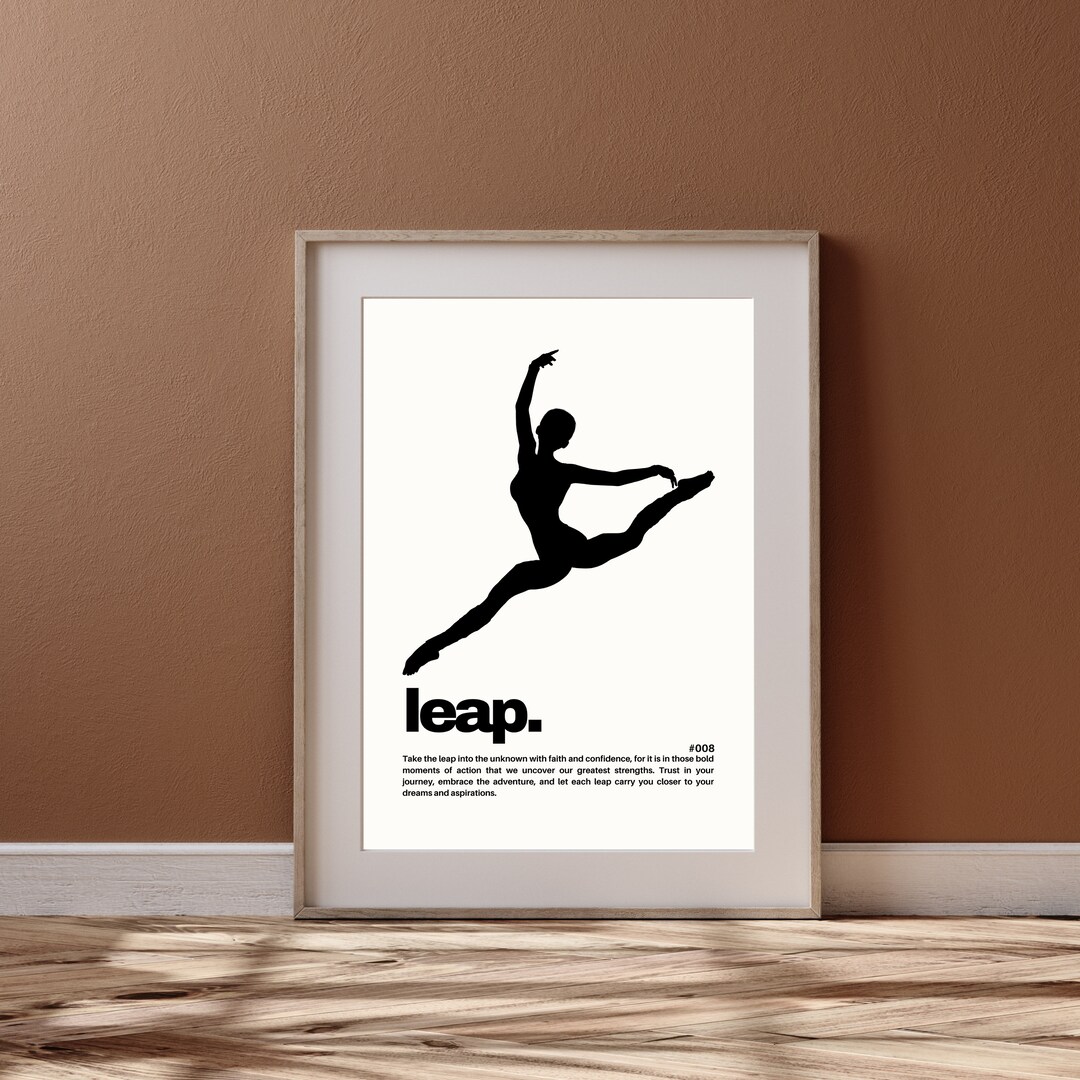 Leap Forward: Inspirational Quote Poster Positive Typography Art ...