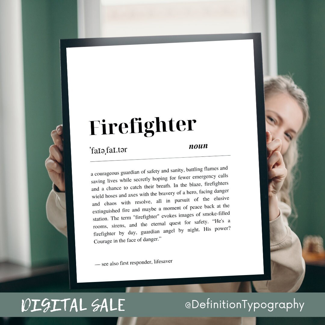 Firefighter Definition Typography Digital Download - Etsy