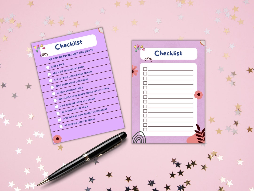 Two-page Purple Checklist for Productivity Checklist - Etsy