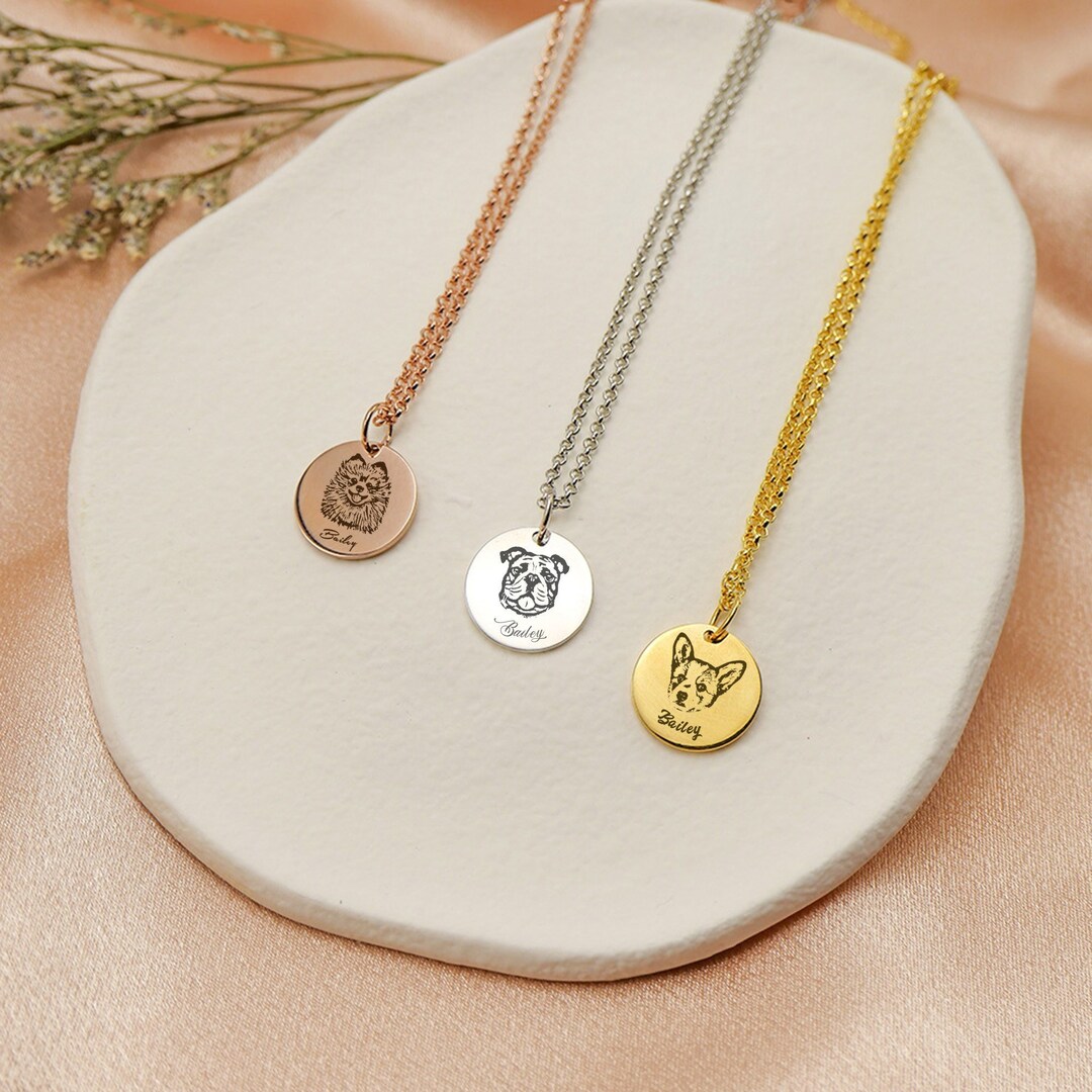 Personalized Pet Portrait Necklace,custom Pet Necklace,remembrance Pet ...