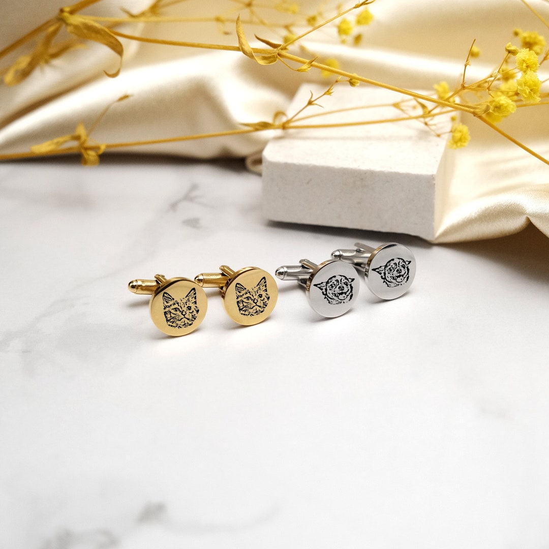Personalized Pet Portrait Cufflinks,custom Dog Cufflinks,best Man's ...