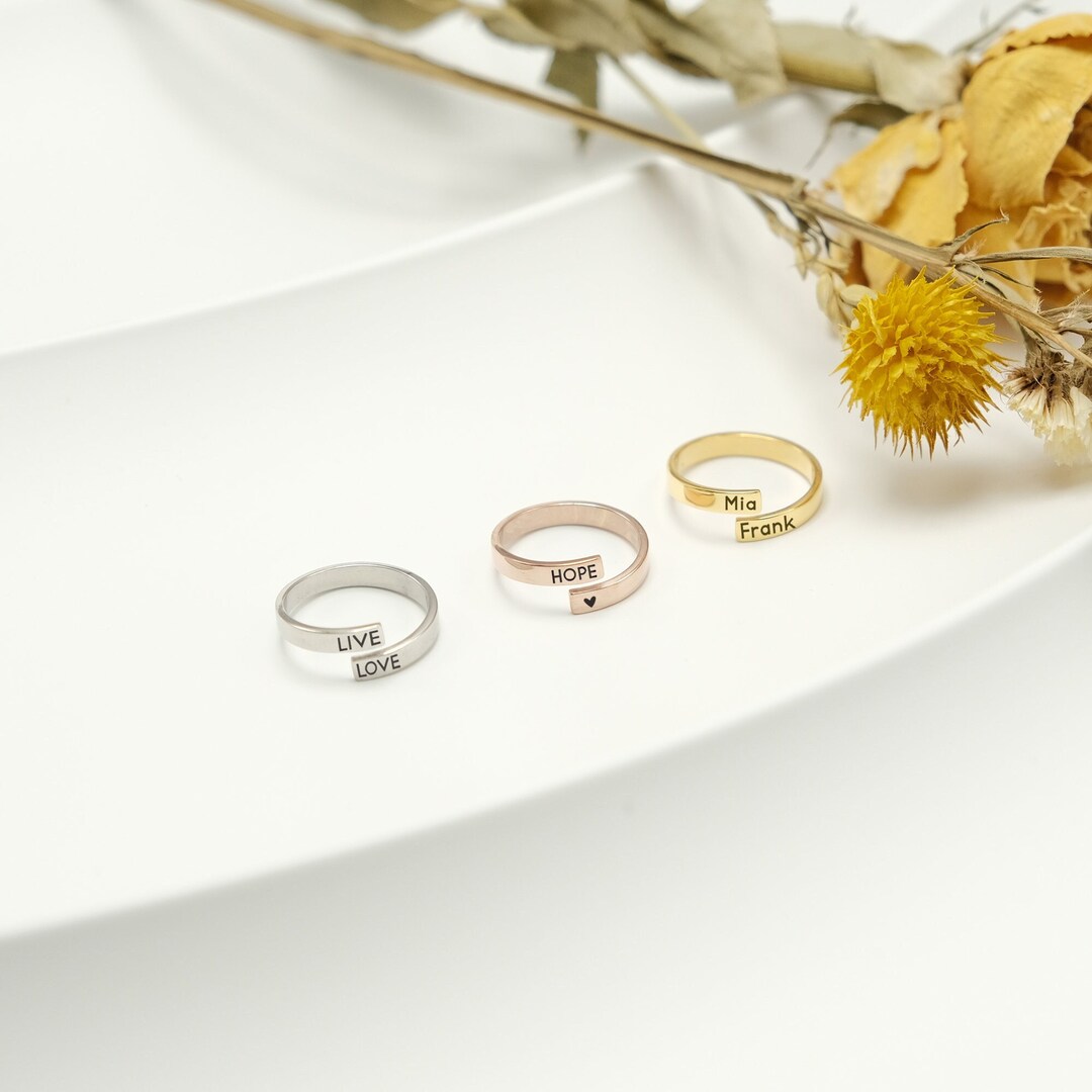 Custom Two Name Ring,custom Double Names Ring,kids and Moms Name Ring ...