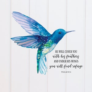 PNG File - He Will Cover You With His Wings Psalm Hummingbird, Digital ...