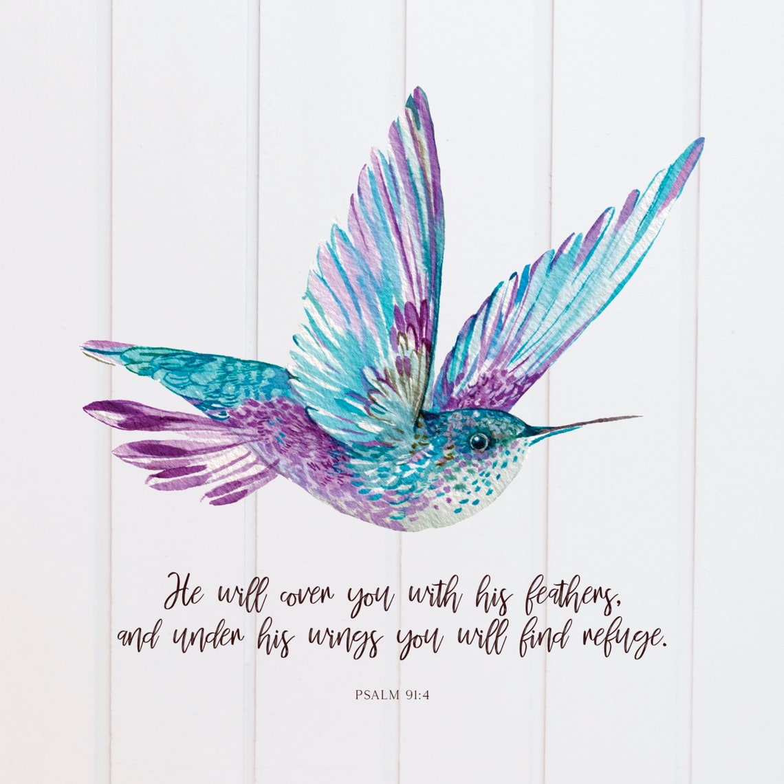 PNG File - He Will Cover You With His Wings Psalm Hummingbird, Digital ...