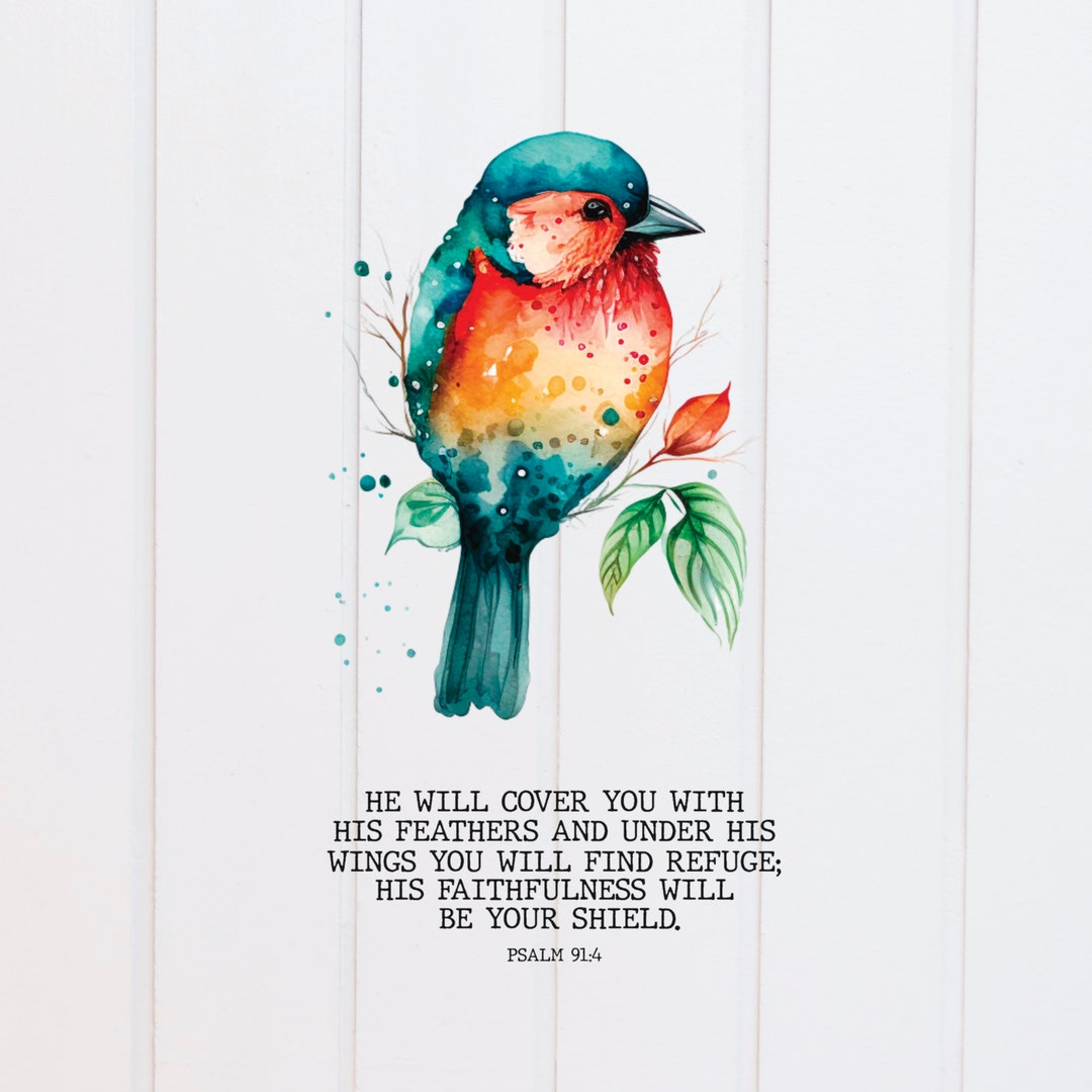 PNG File - He Will Cover You With His Wings Psalm Hummingbird, Digital ...