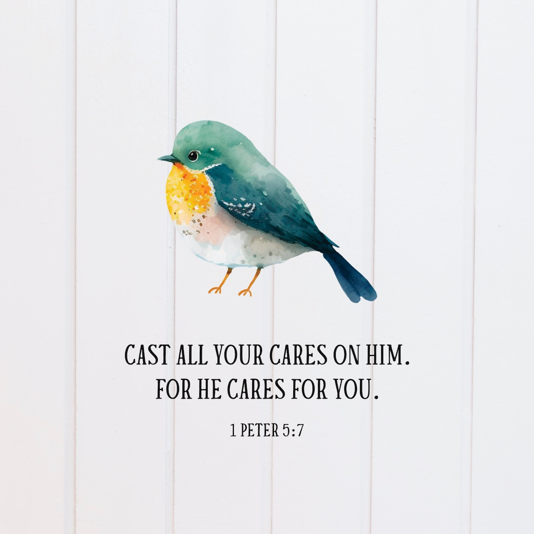 PNG File - Cast All Your Cares on Him Bird 1 Peter, Digital Scripture ...