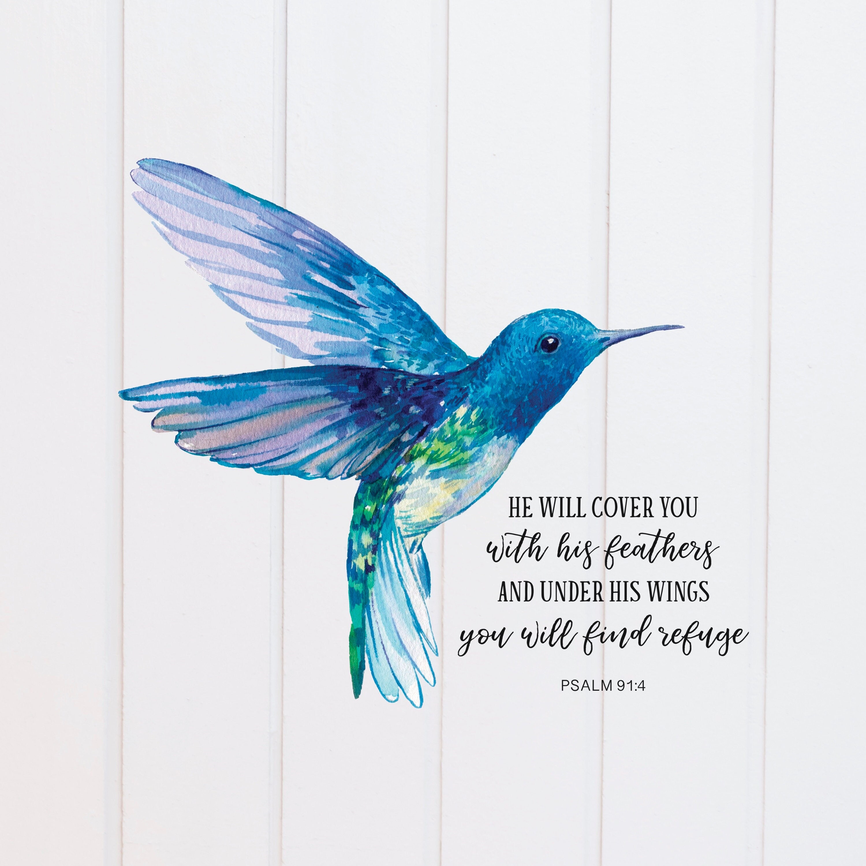 PNG File - He Will Cover You With His Wings Psalm Hummingbird, Digital ...