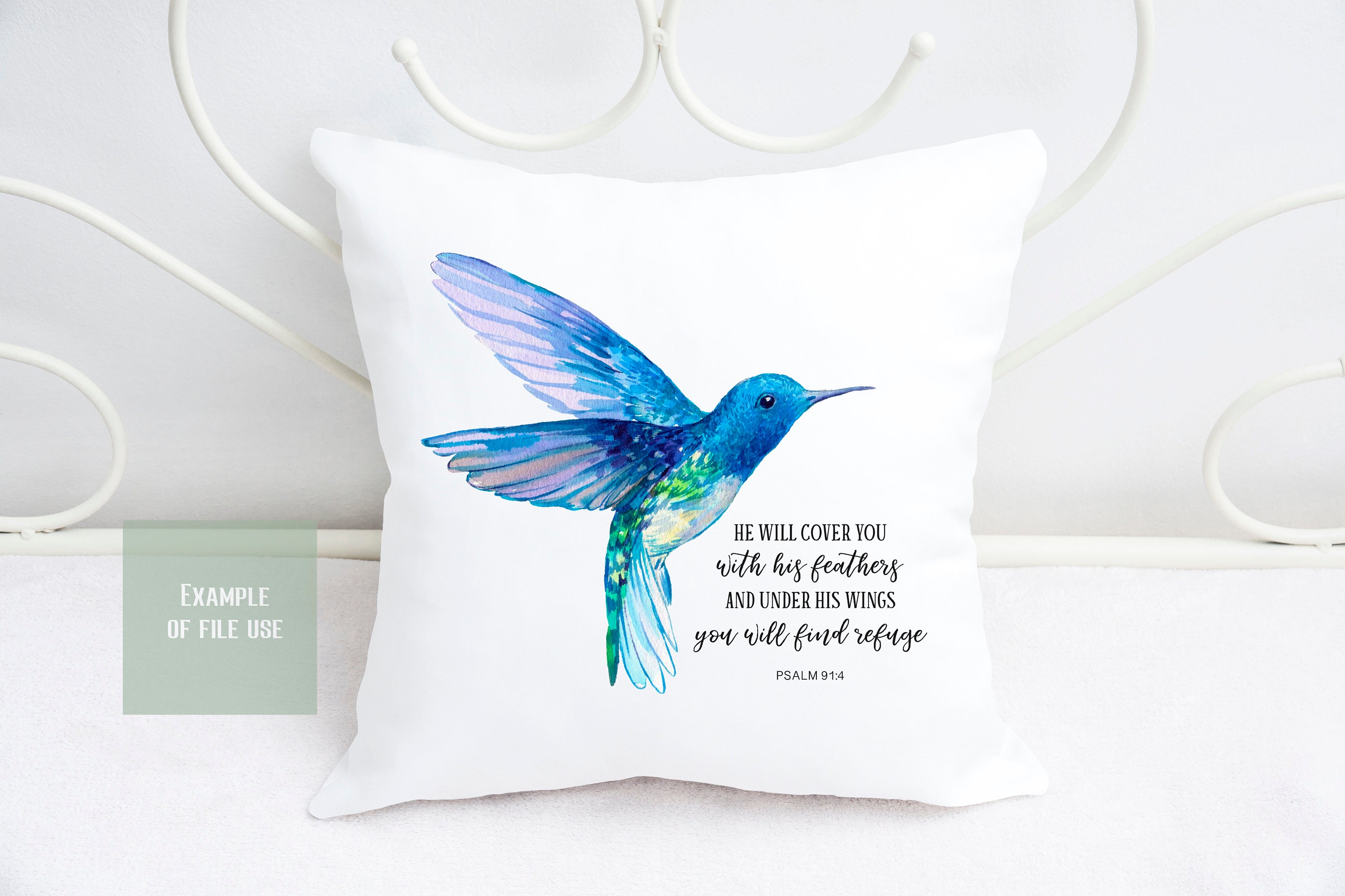 PNG File - He Will Cover You With His Wings Psalm Hummingbird, Digital ...
