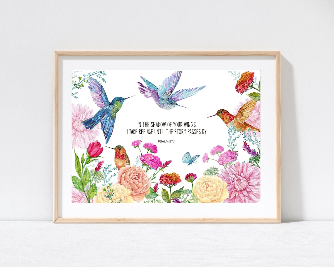 Digital Print - in the Shadows of Your Wings Psalm 57:1 Birds Christian ...