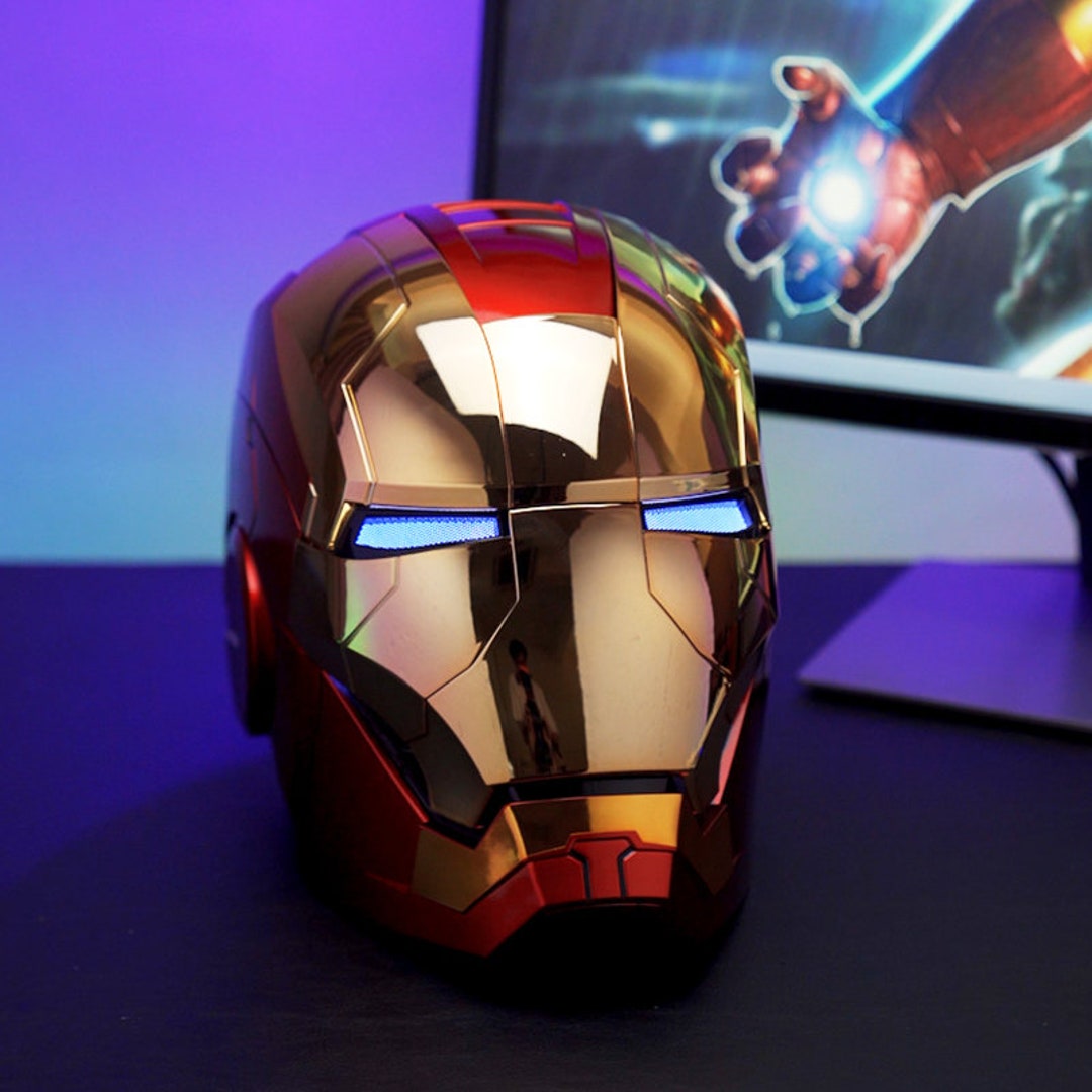 Golden Classic Iron Man Helmet Jarvis Mask MK5 Cosplay Helmet - Etsy ...