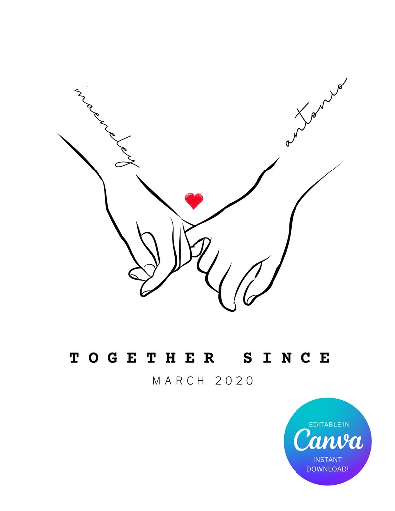Editable Holding Hands Template, Valentine Couple Gift Template ...