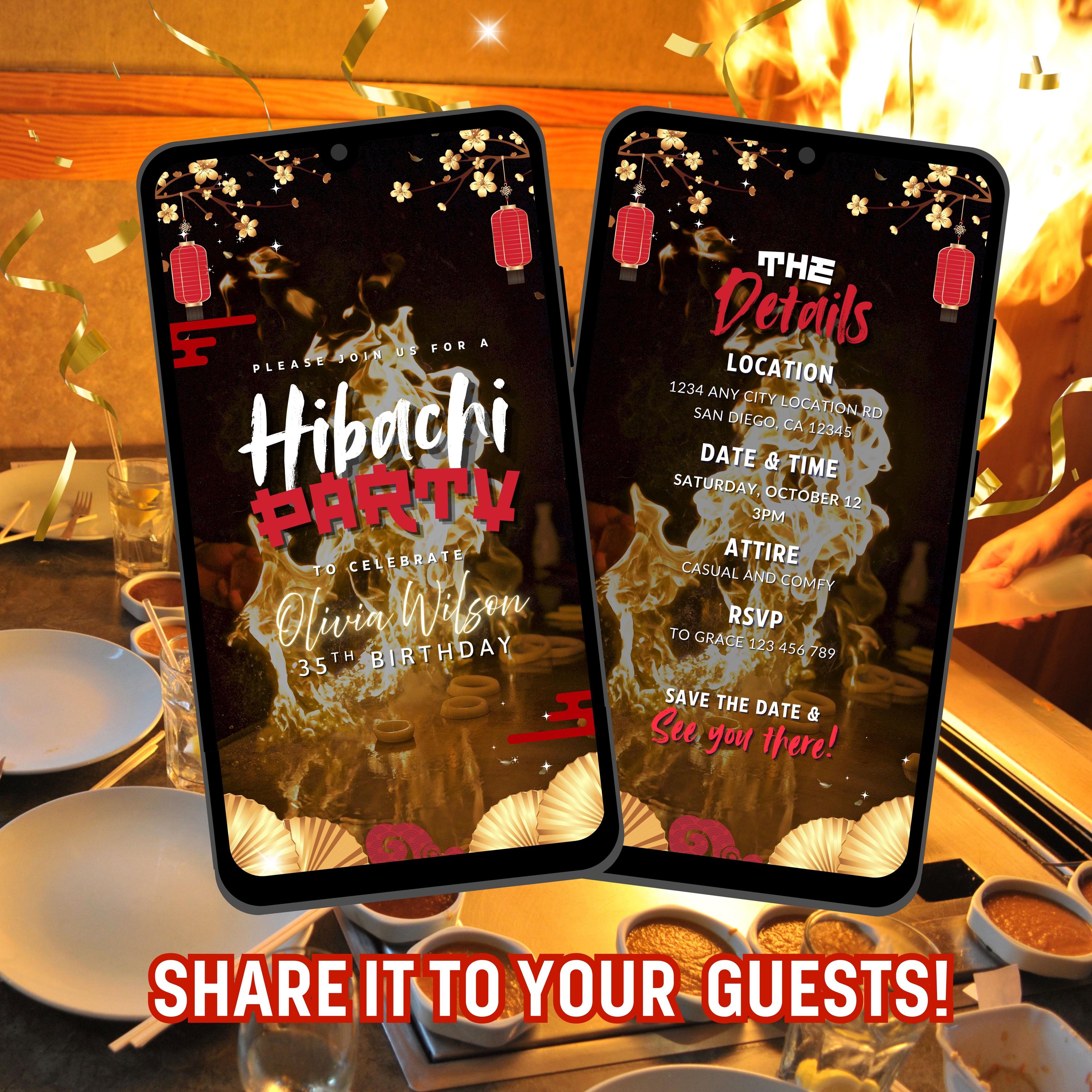 Hibachi Birthday Party Invitation, Hibachi Birthday Dinner Animated ...