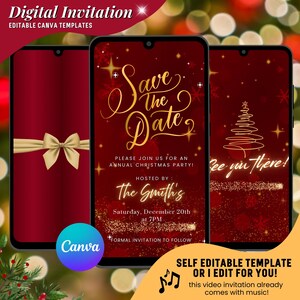 Christmas Party Save the Date Video Invites, Elegant Christmas Party ...