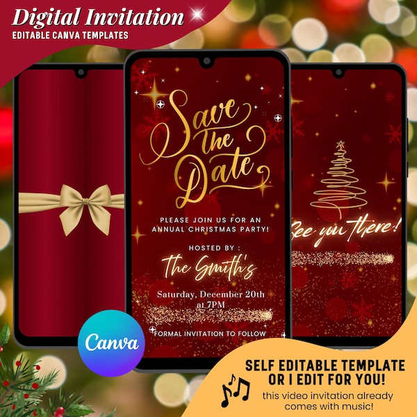 Save the Date Holiday Party Template - Etsy