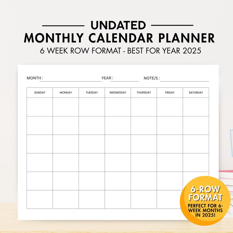 Blank Calendar Undated Monthly Planner Minimalist Blank Monthly ...
