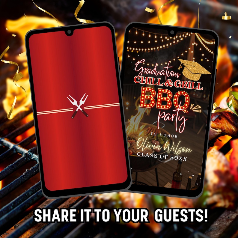 Graduation BBQ Party Video Invitation, Outdoor Backyard Cookout Party ...