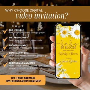Yellow Daisy Baby Shower Invitation, Flower Baby Shower Animated ...