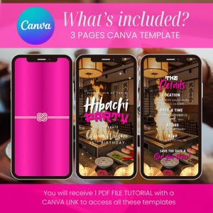 Pink Hibachi Birthday Party Invitation, Hibachi Birthday Dinner ...