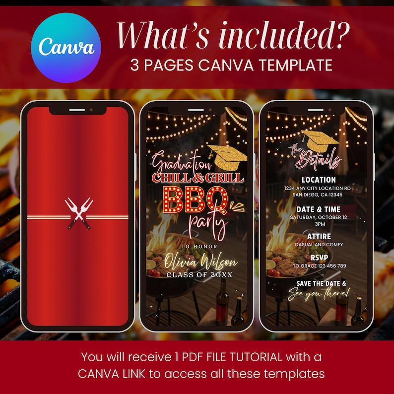 Graduation BBQ Party Video Invitation, Outdoor Backyard Cookout Party ...