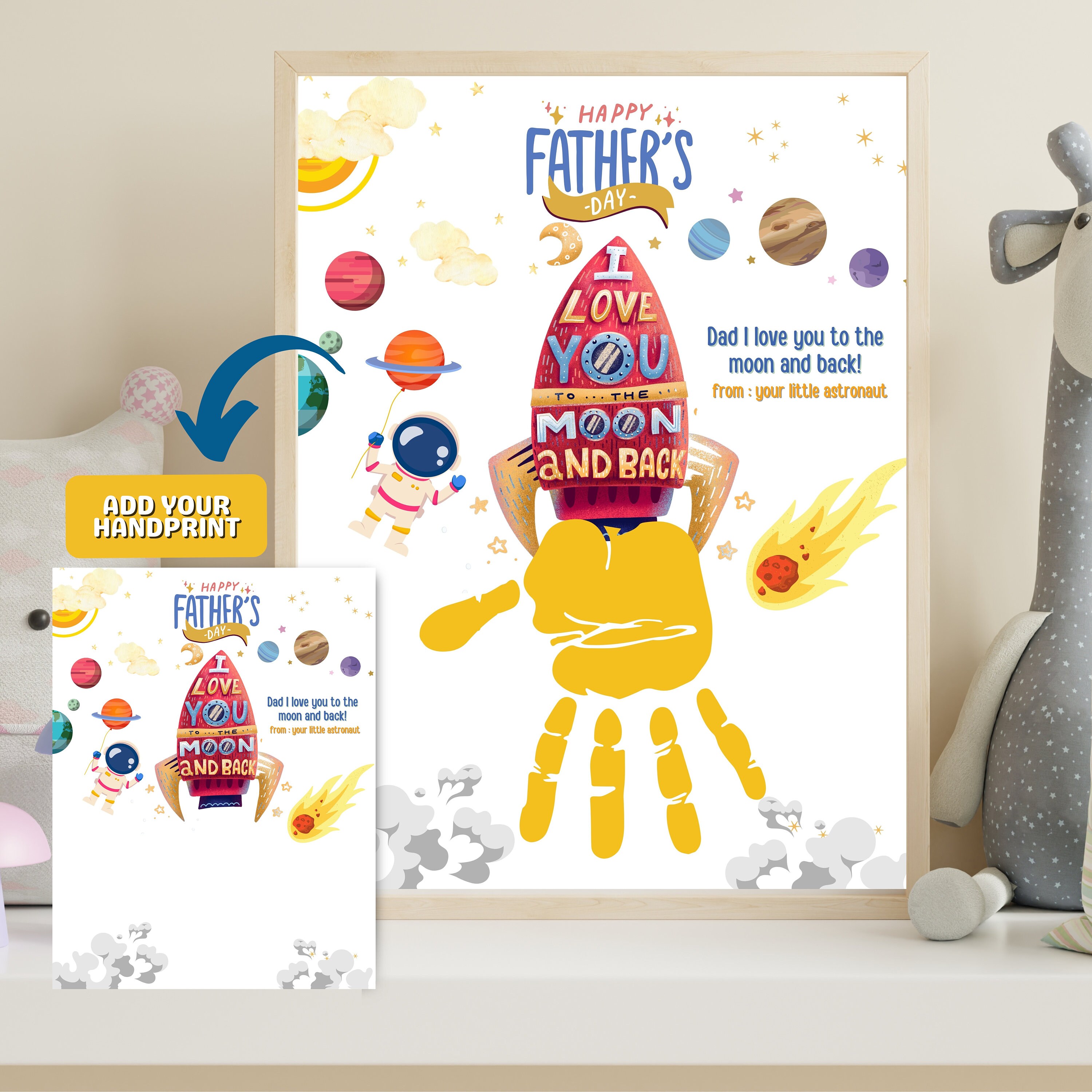 Father's Day Gift Handprint Craft Art, Printable, Daddy Father Surprise ...