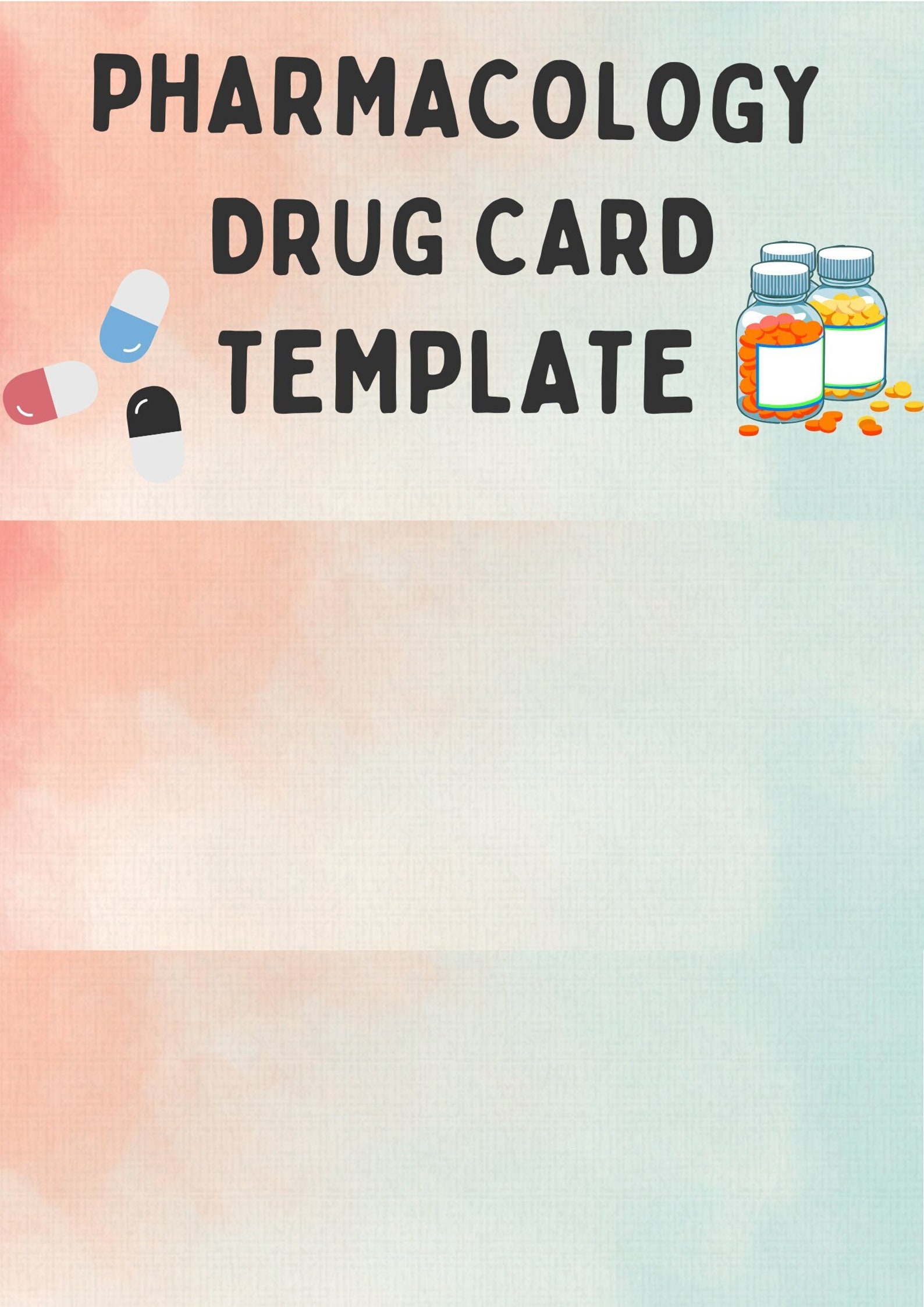 Pharmacology Drug Card Template | Easy to Print | Study Medications - Etsy